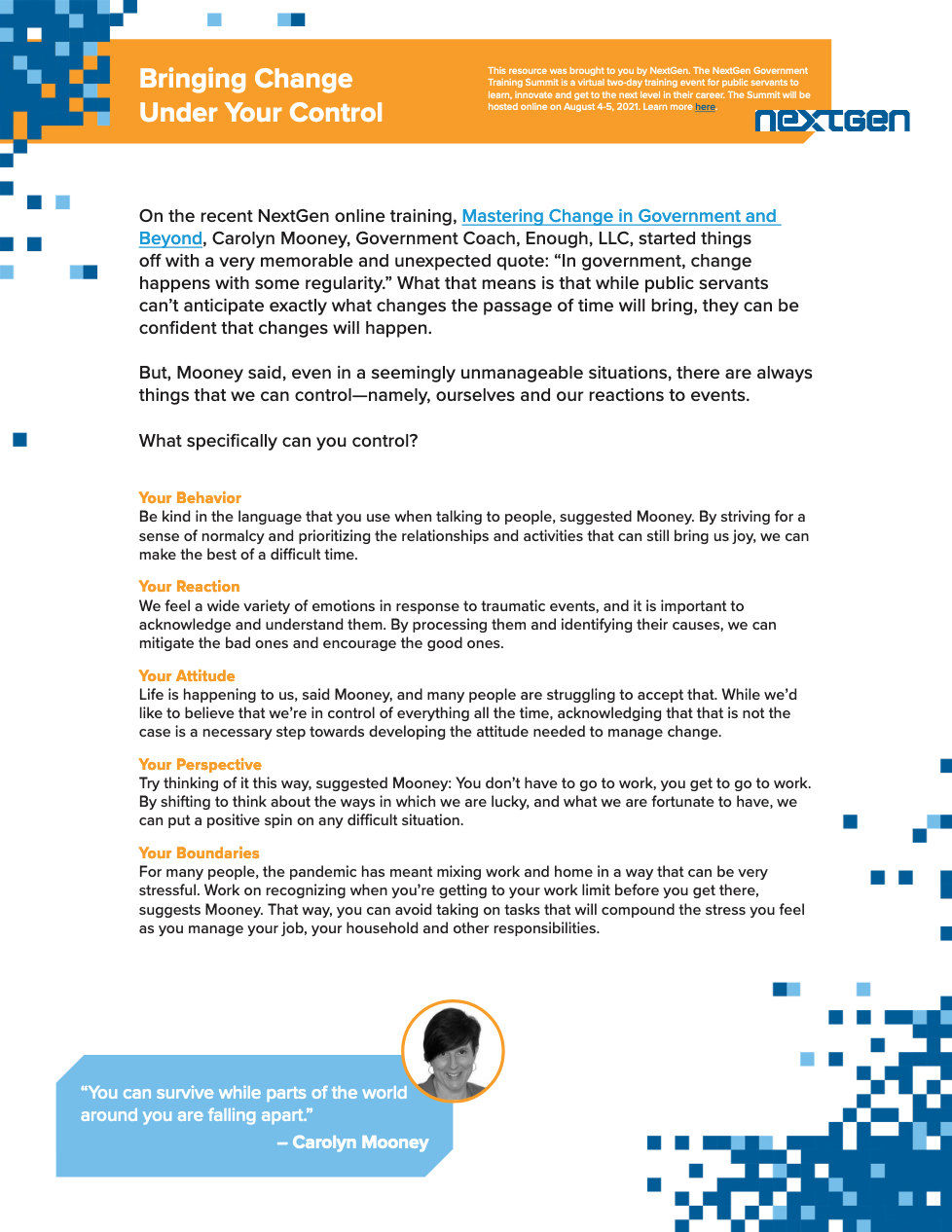 Bringing Change Under Your Control